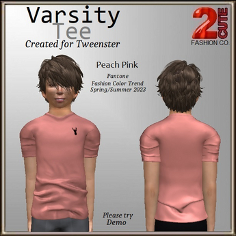 Second Life Marketplace - Varsity Tee [2cute] Peach Pink